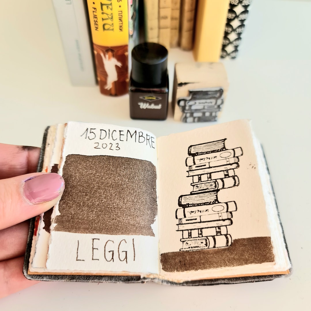 Book Stamp, Stack of Books, for Scrapbooking, Book List, Decorate Diary ...