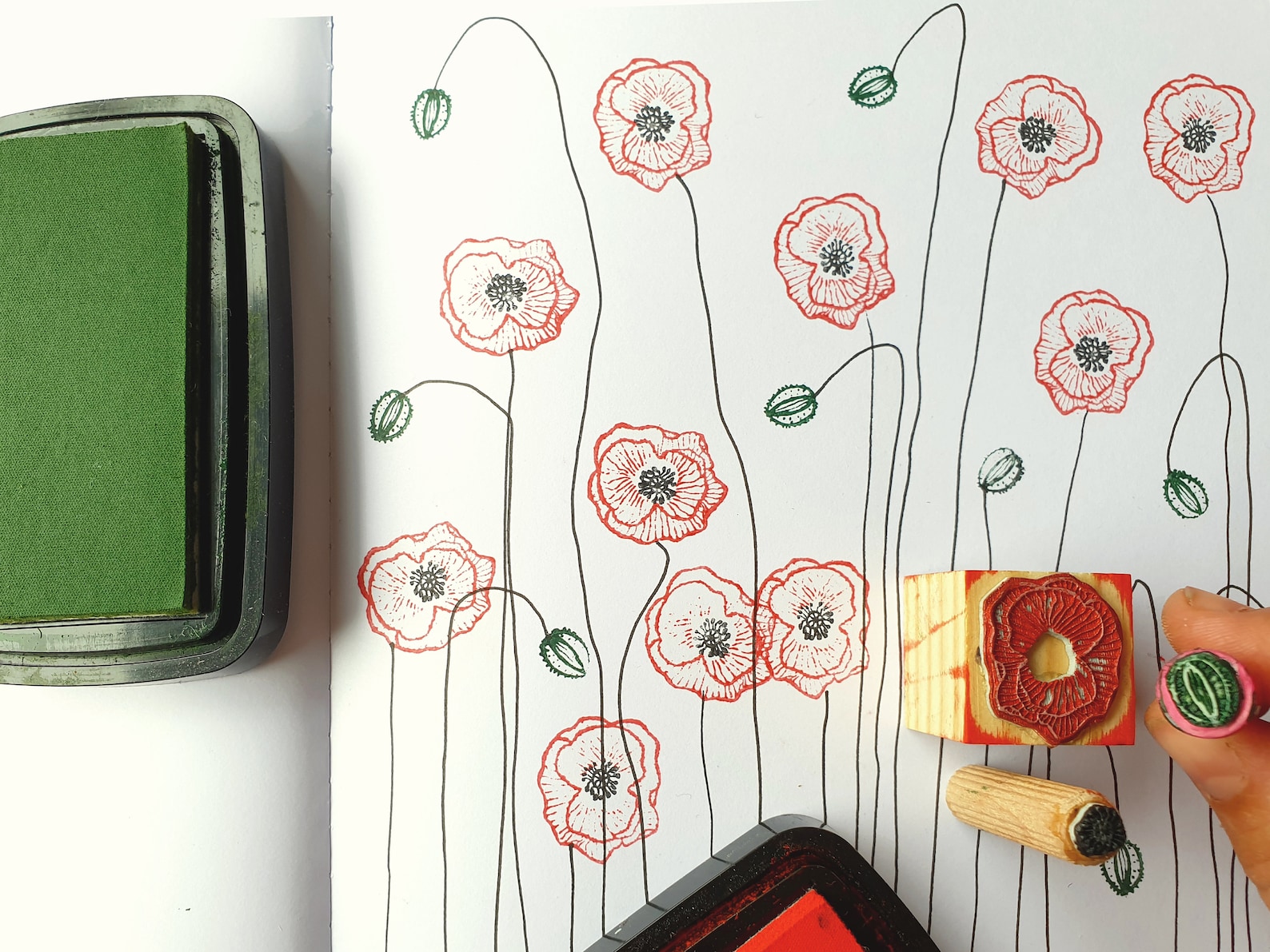 Poppy Stamp: Three Stamps to Compose a Flowery Meadow of - Etsy