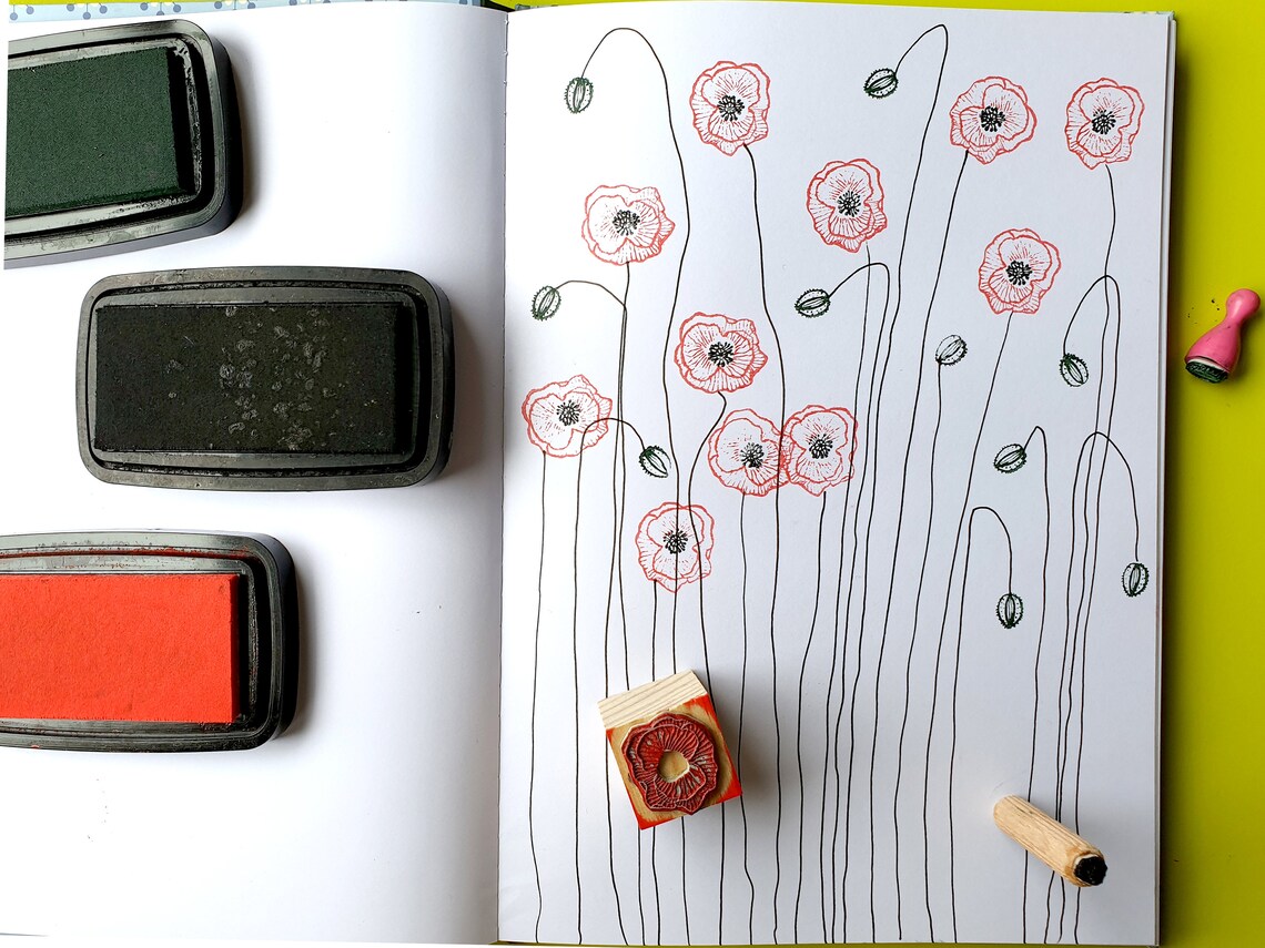Poppy Stamp: Three Stamps to Compose a Flowery Meadow of Poppies - Etsy