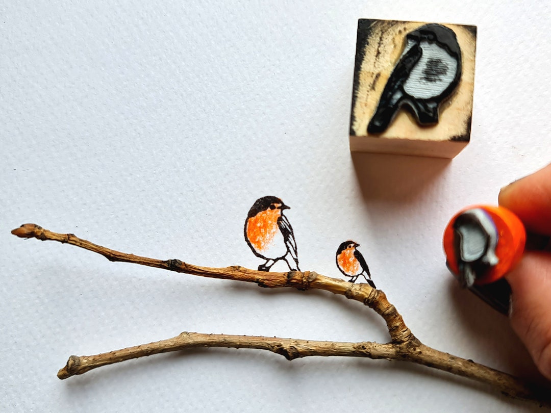 Robin Stamp, Small Bird Stamp in Two Sizes, to Decorate Your Cards ...