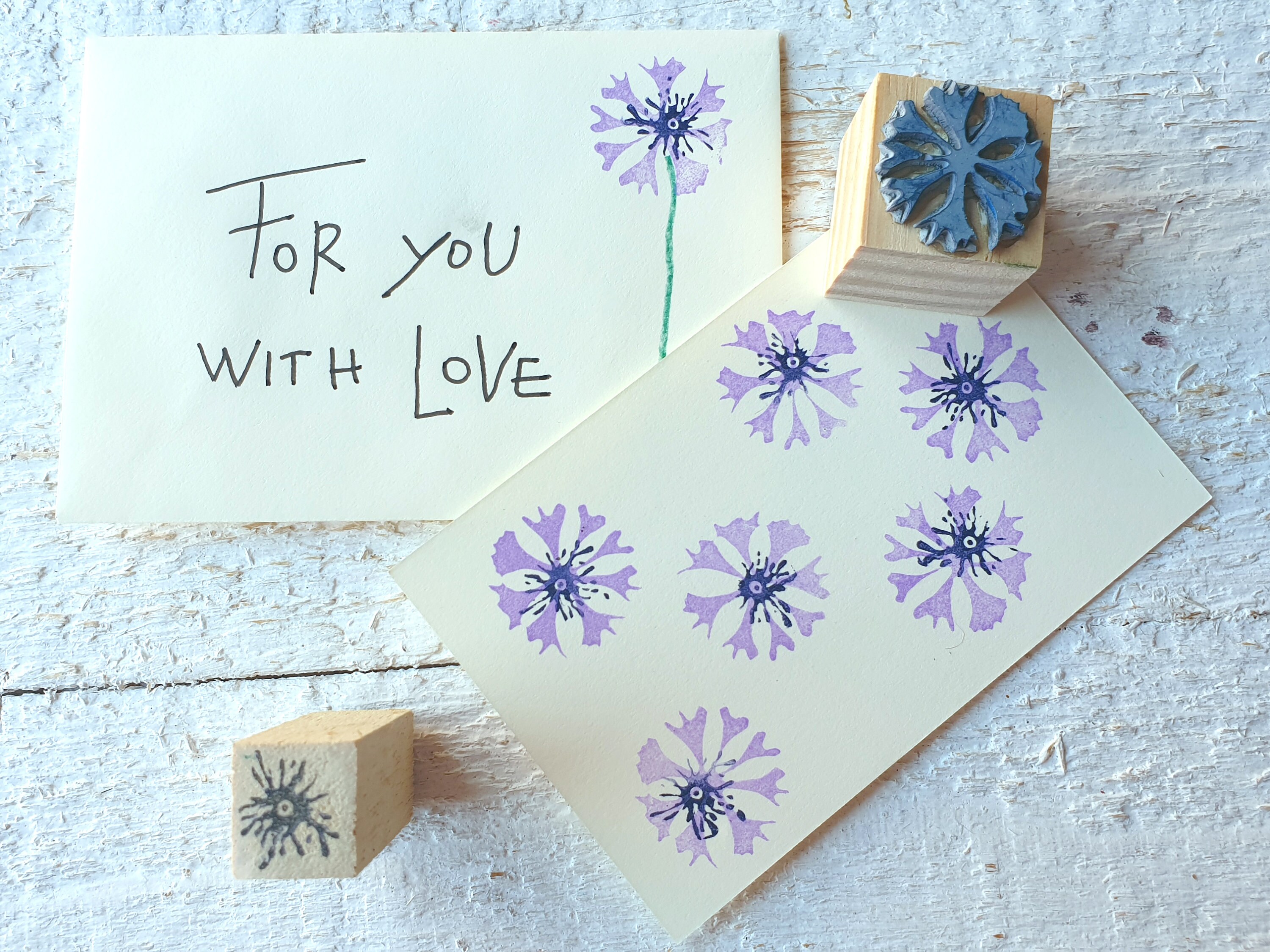 Blue Cornflower Rubber Stamp: Two Stamps to Compose a Flowery - Etsy