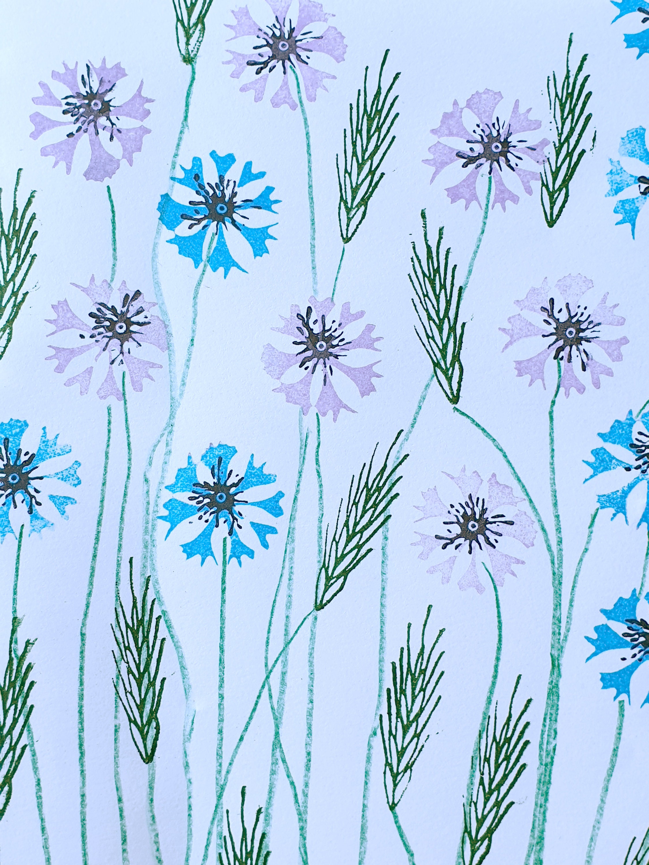 Blue Cornflower Rubber Stamp: Two Stamps to Compose a Flowery - Etsy