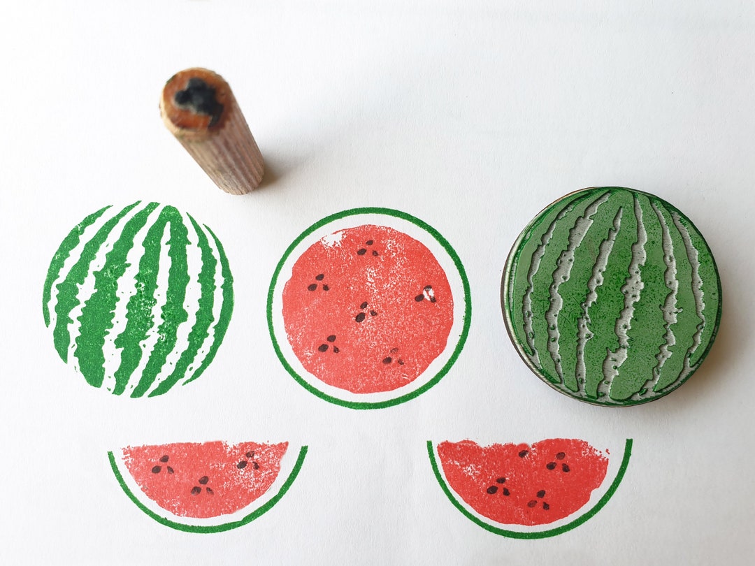 WATERMELON, 4-piece Stamp, Fruit Stamp Kit, Color and Draw WATERMELONS ...