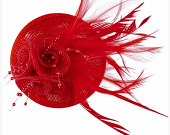 Red fascinator | Etsy