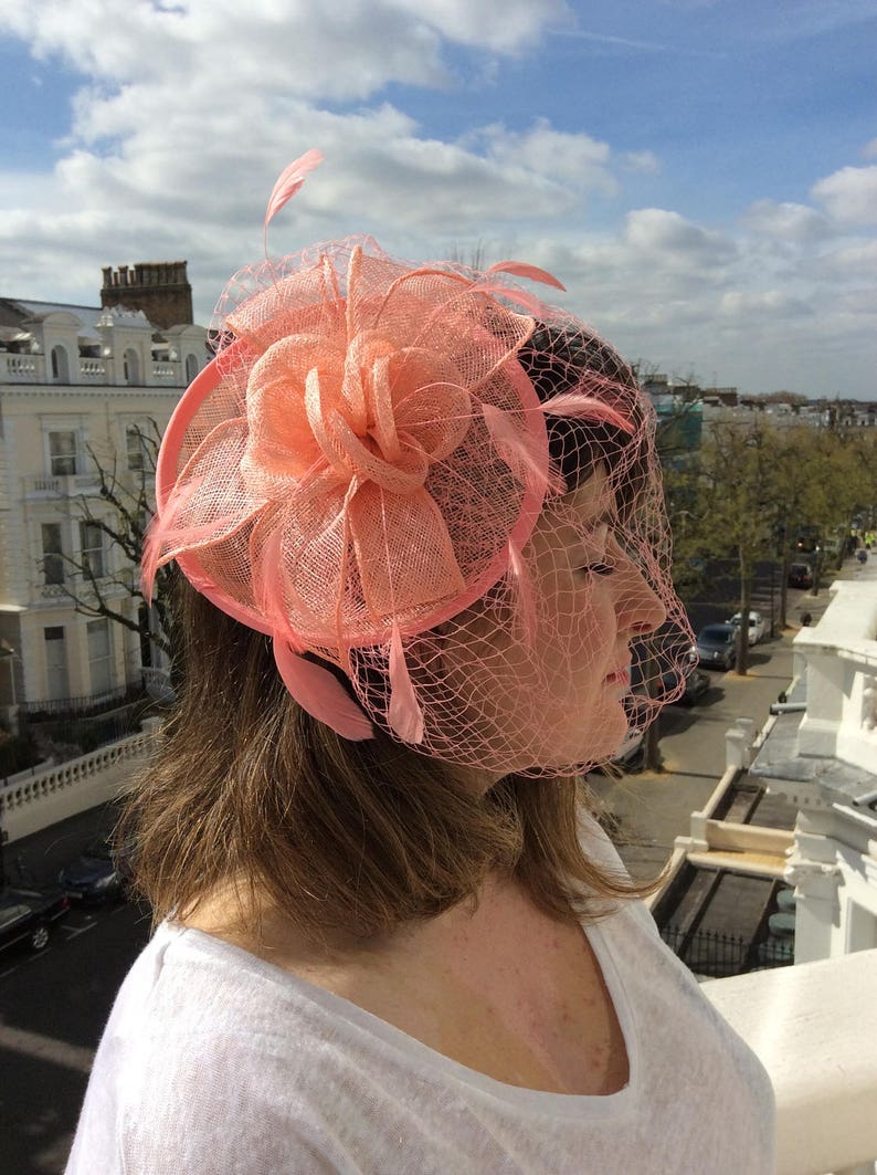 Light Pink Coral Pink Fascinator Hat Flower Veil | Etsy