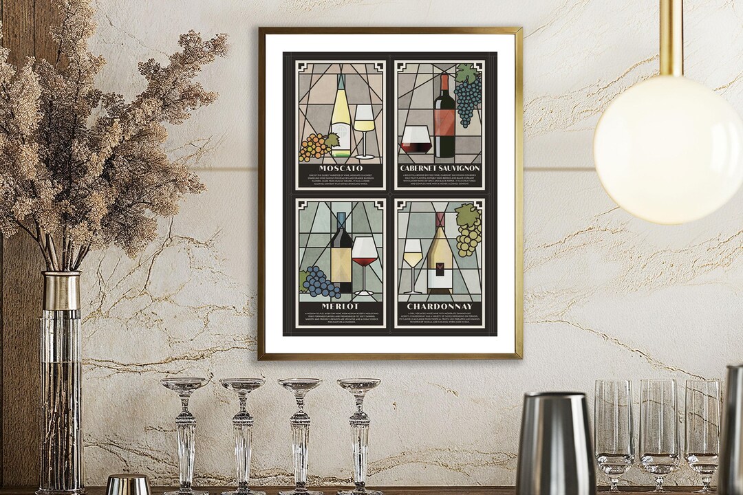 11 X 14 Inch Wine Poster| Bar Cart Art | Wine Poster | Merlot | Moscato ...