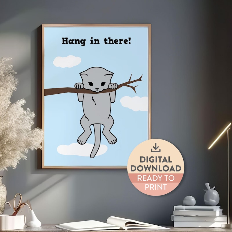 Cat Hang in There Poster - Etsy
