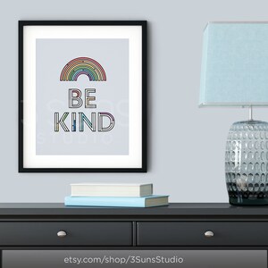 PRINTABLE Be Kind Rainbow Art Print Rainbow Nursery Be Kind Wall Art ...