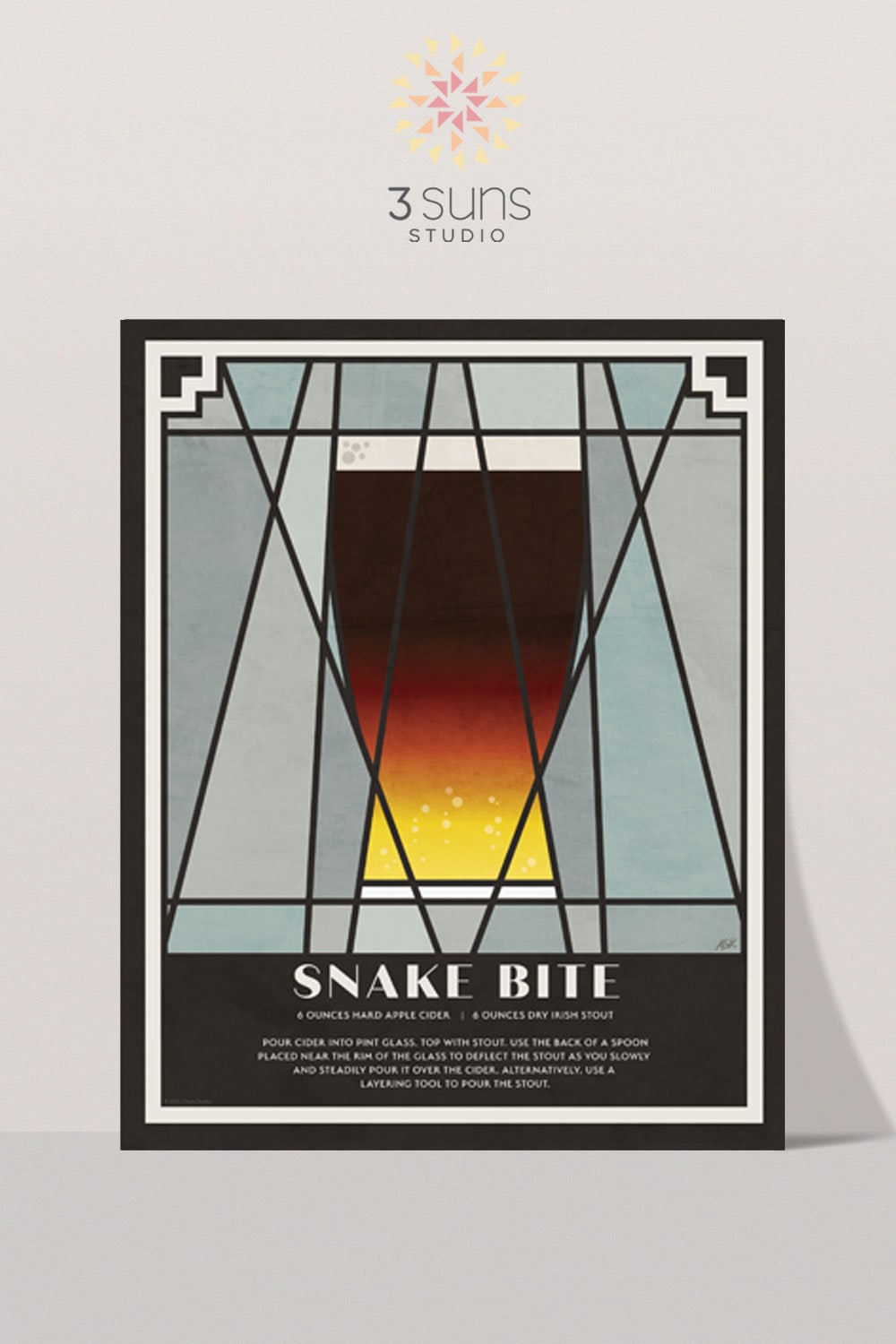 Bar Cart Art Snake Bite Art Print Beer Poster Hard Cider Snake Bite ...