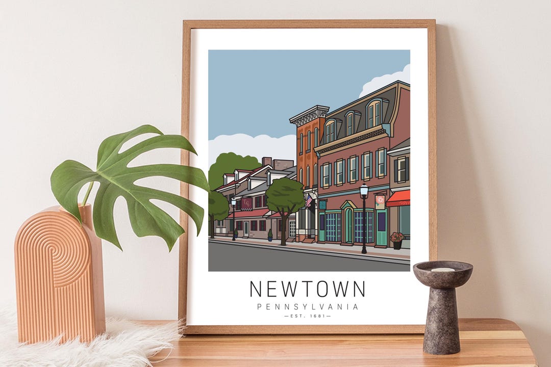 Newtown PA Art Print | PA Travel Poster | Bucks County PA | Newtown ...
