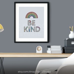 PRINTABLE Be Kind Rainbow Art Print Rainbow Nursery Be Kind Wall Art ...