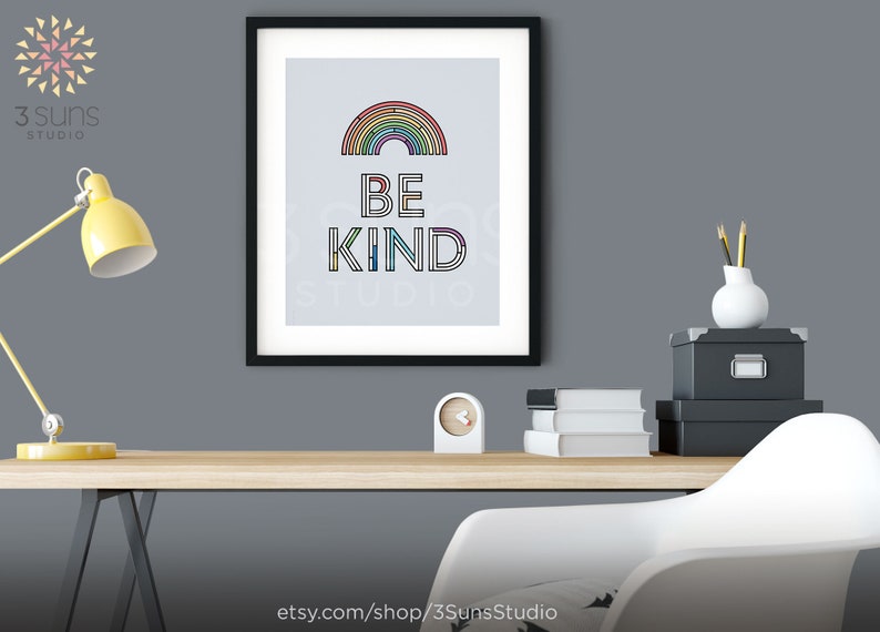 PRINTABLE Be Kind Rainbow Art Print Rainbow Nursery Be Kind Wall Art ...