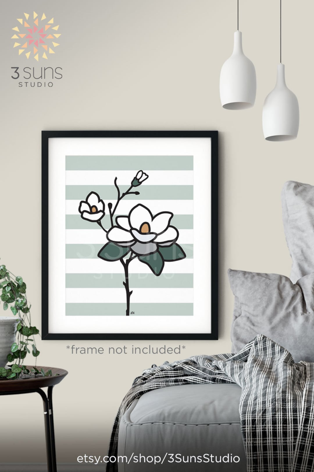 Modern Magnolia Art Print | Magnolia Wall Art | Floral Art Print ...