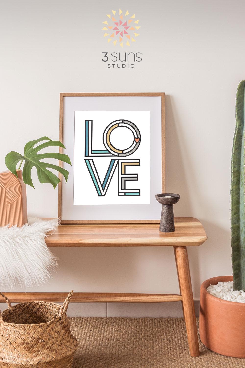 PRINTABLE | Love Art Print | Mondrian Inspired | Love Poster | Color ...