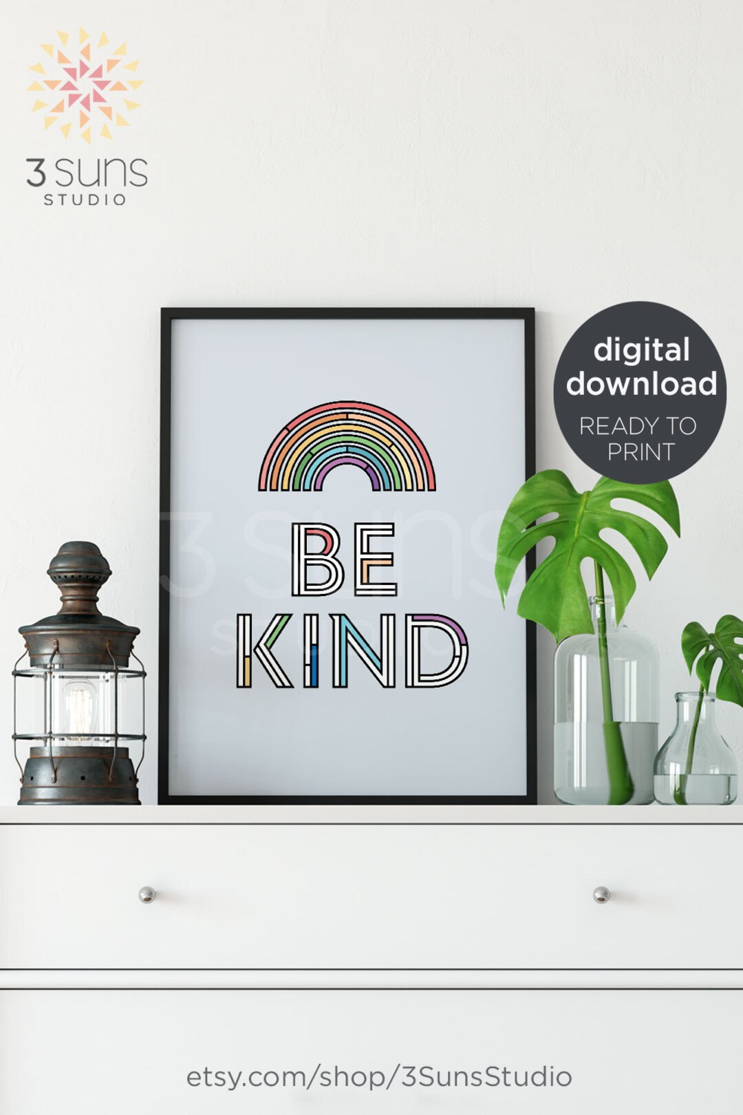 PRINTABLE Be Kind Rainbow Art Print Rainbow Nursery Be Kind Wall Art ...