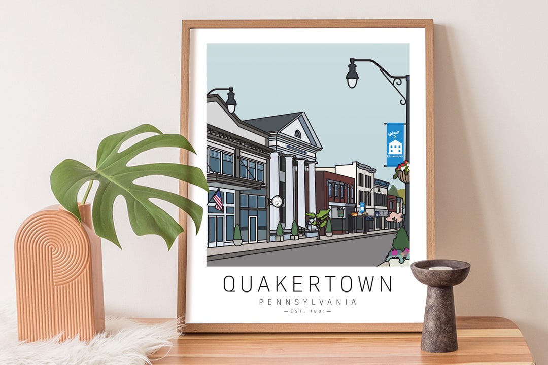 Quakertown PA Art Print | PA Travel Poster Bucks County PA | | Hometown ...