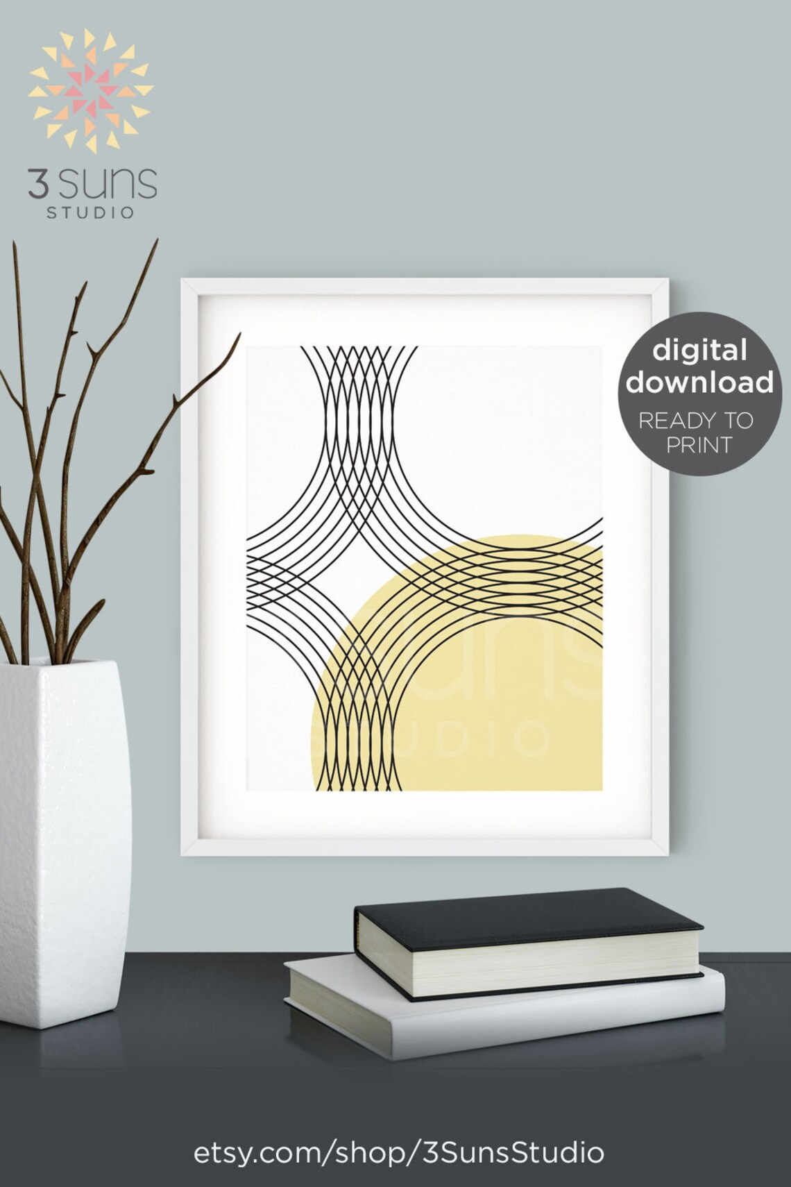 DRUCKBARE Lineare abstrakte Wandkunst Geometrische Wandkunst Abstrakte Moderne Kunst Schwarz ...