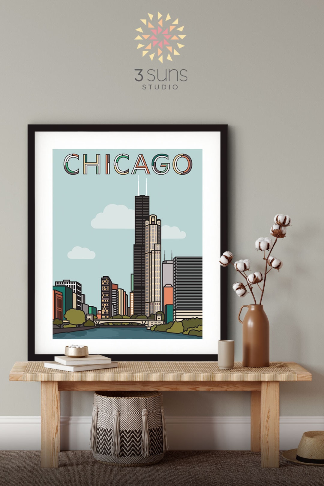 Chicago Art Print | Chicago Philly Art | Chicago Skyline | Chicago ...
