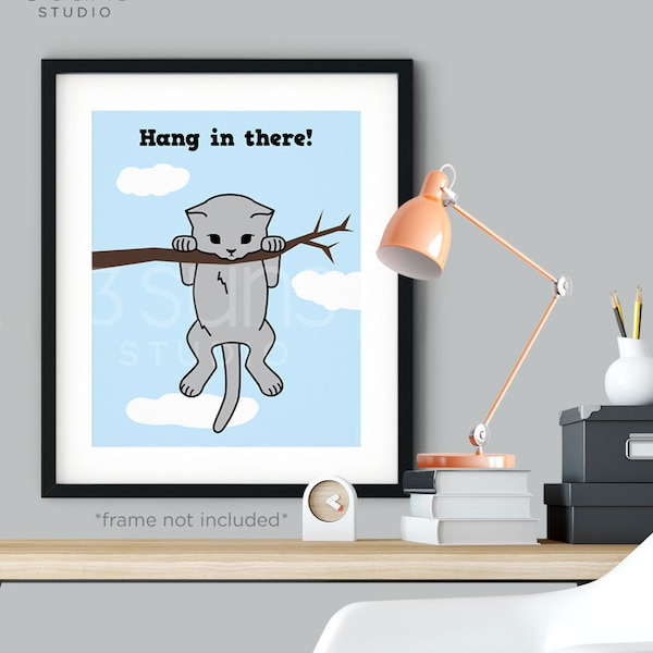 Hang in There Cat Poster - Etsy