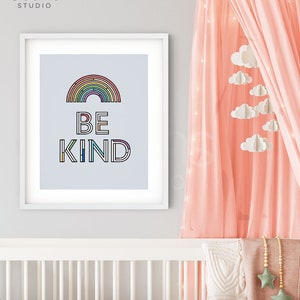 PRINTABLE Be Kind Rainbow Art Print Rainbow Nursery Be Kind Wall Art ...