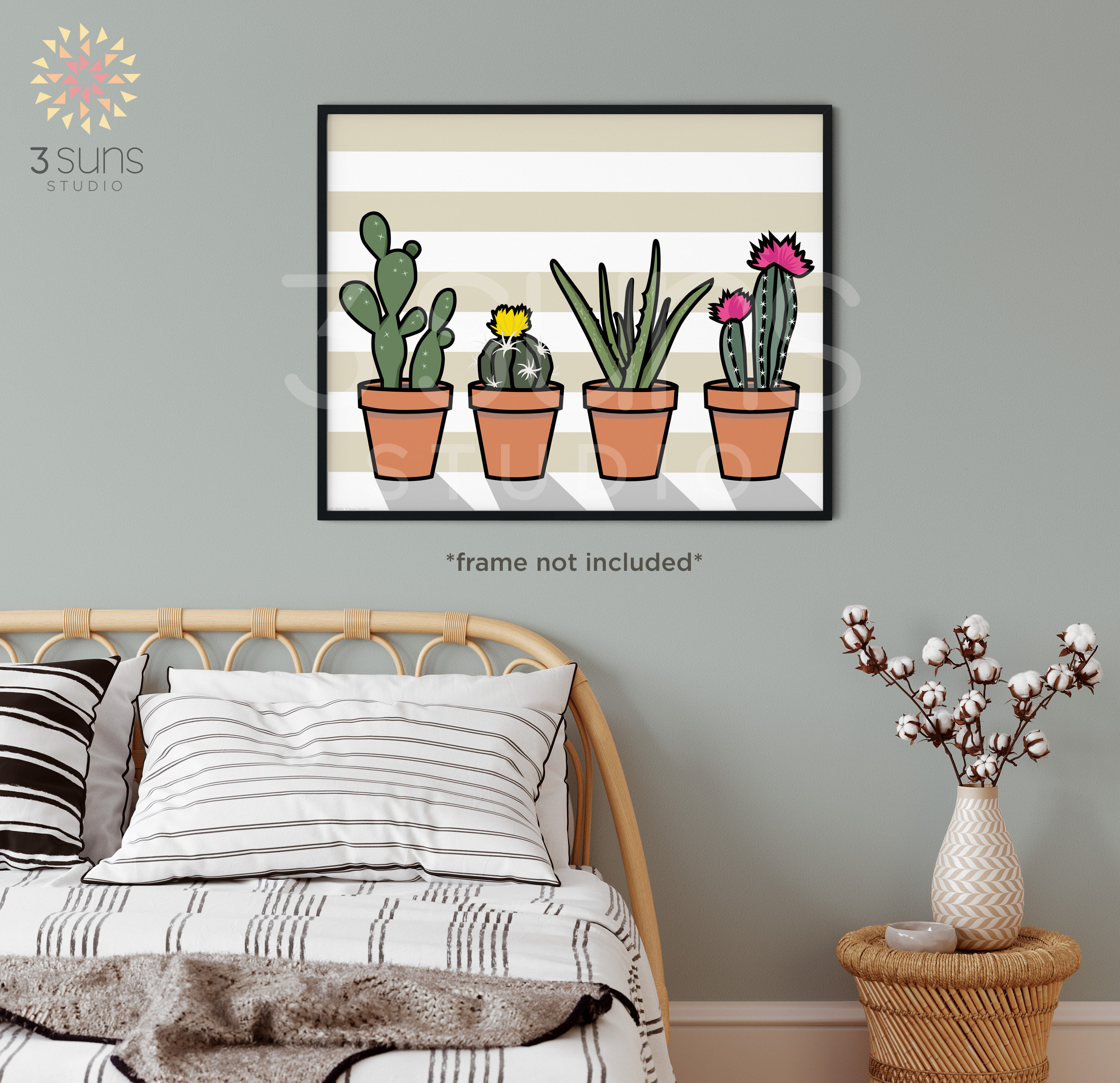 Modern Cactus Art Print Succulent Wall Art Cactus Nursery - Etsy