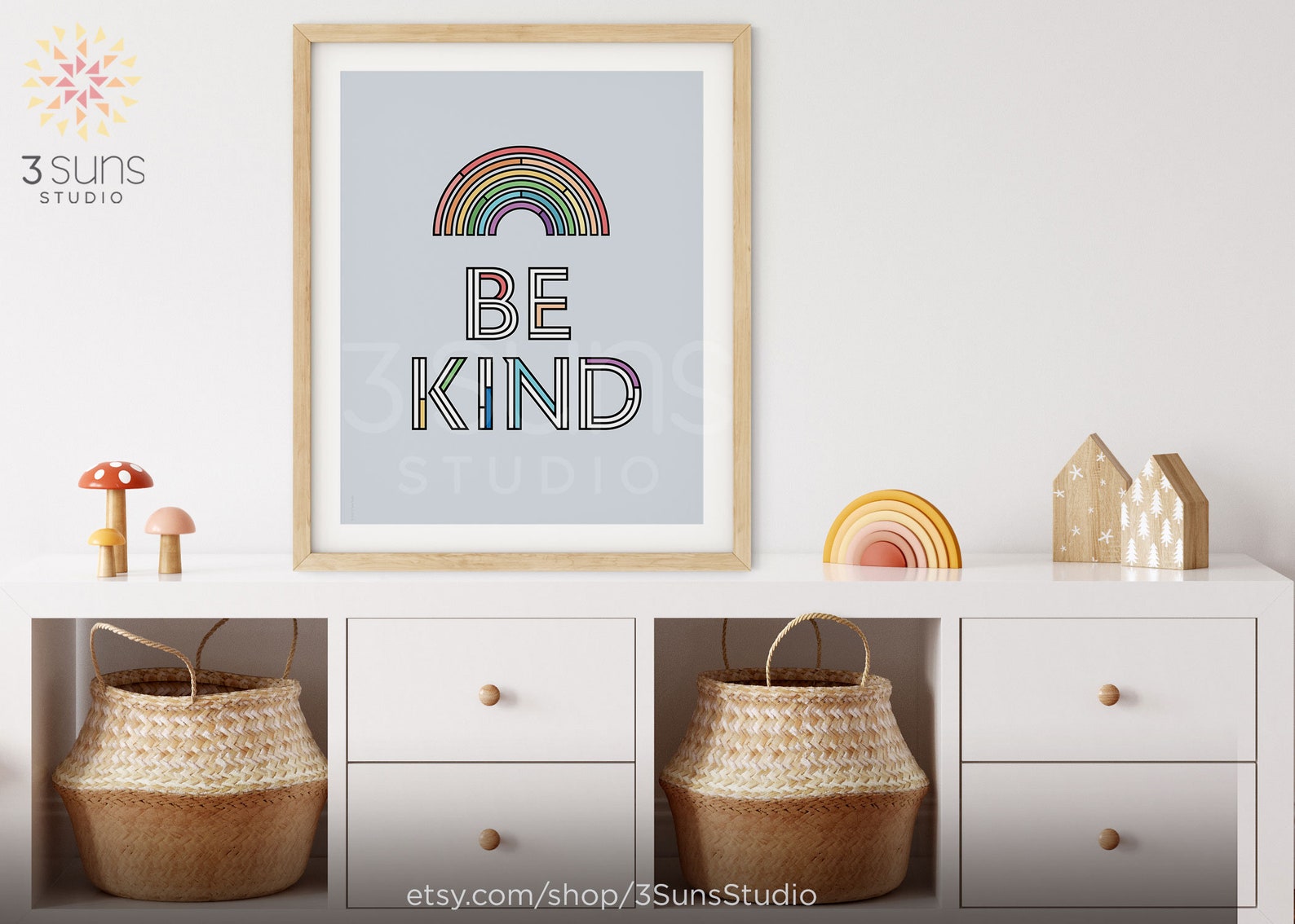 PRINTABLE Be Kind Rainbow Art Print Rainbow Nursery Be Kind Wall Art ...