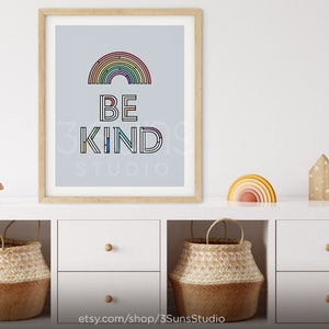 PRINTABLE Be Kind Rainbow Art Print Rainbow Nursery Be Kind Wall Art ...