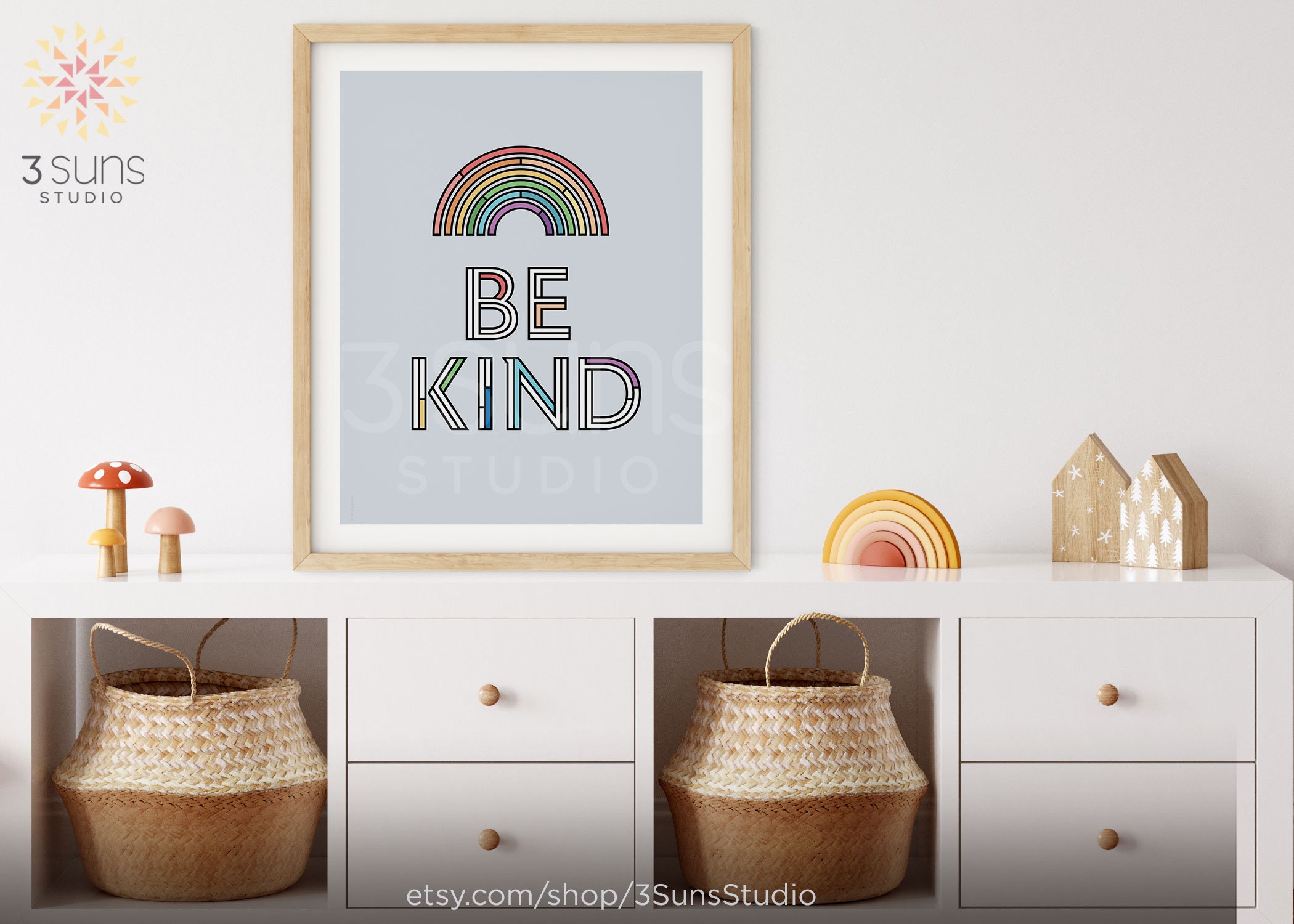 PRINTABLE Be Kind Rainbow Art Print Rainbow Nursery Be Kind Wall Art ...