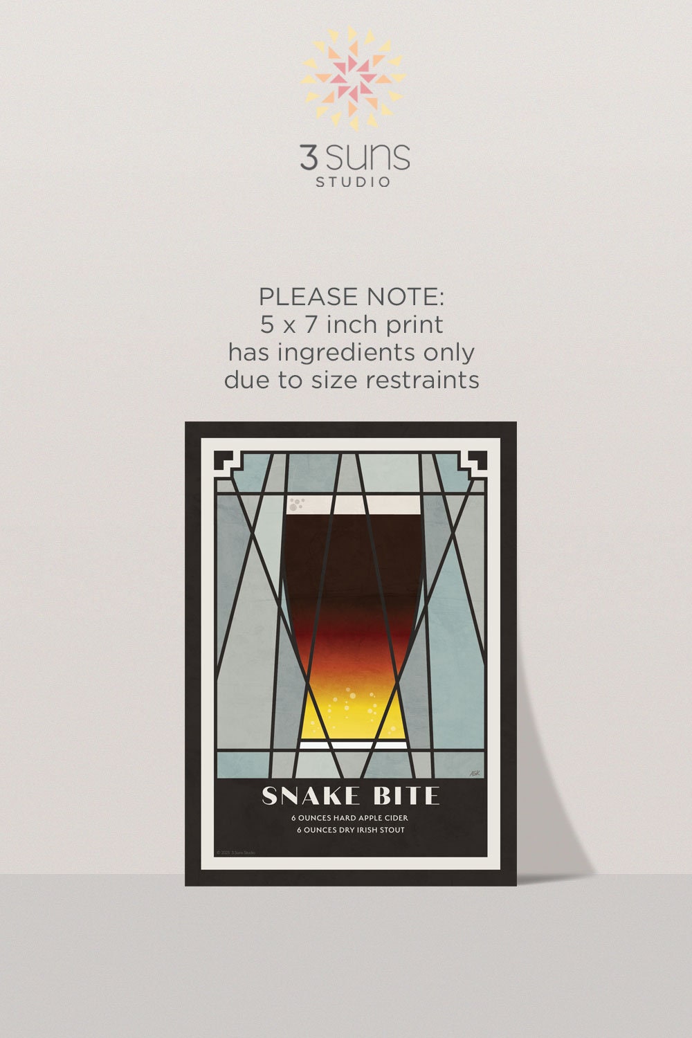 Bar Cart Art Snake Bite Art Print Beer Poster Hard Cider Snake Bite ...