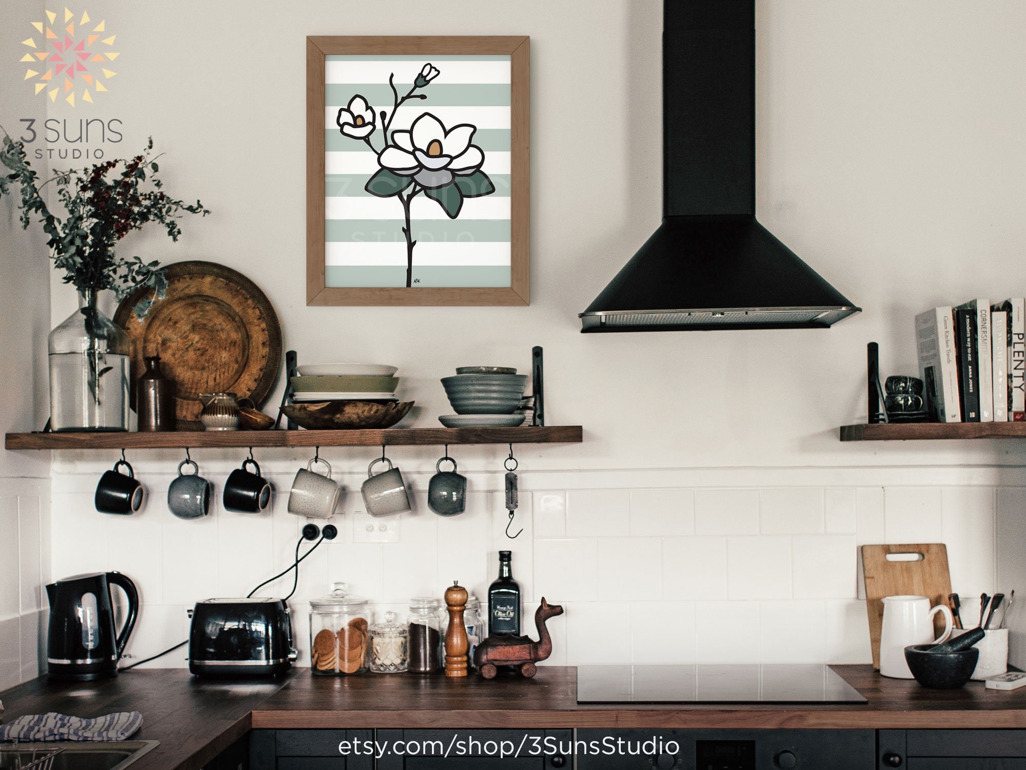 Modern Magnolia Art Print Magnolia Wall Art Floral Art - Etsy