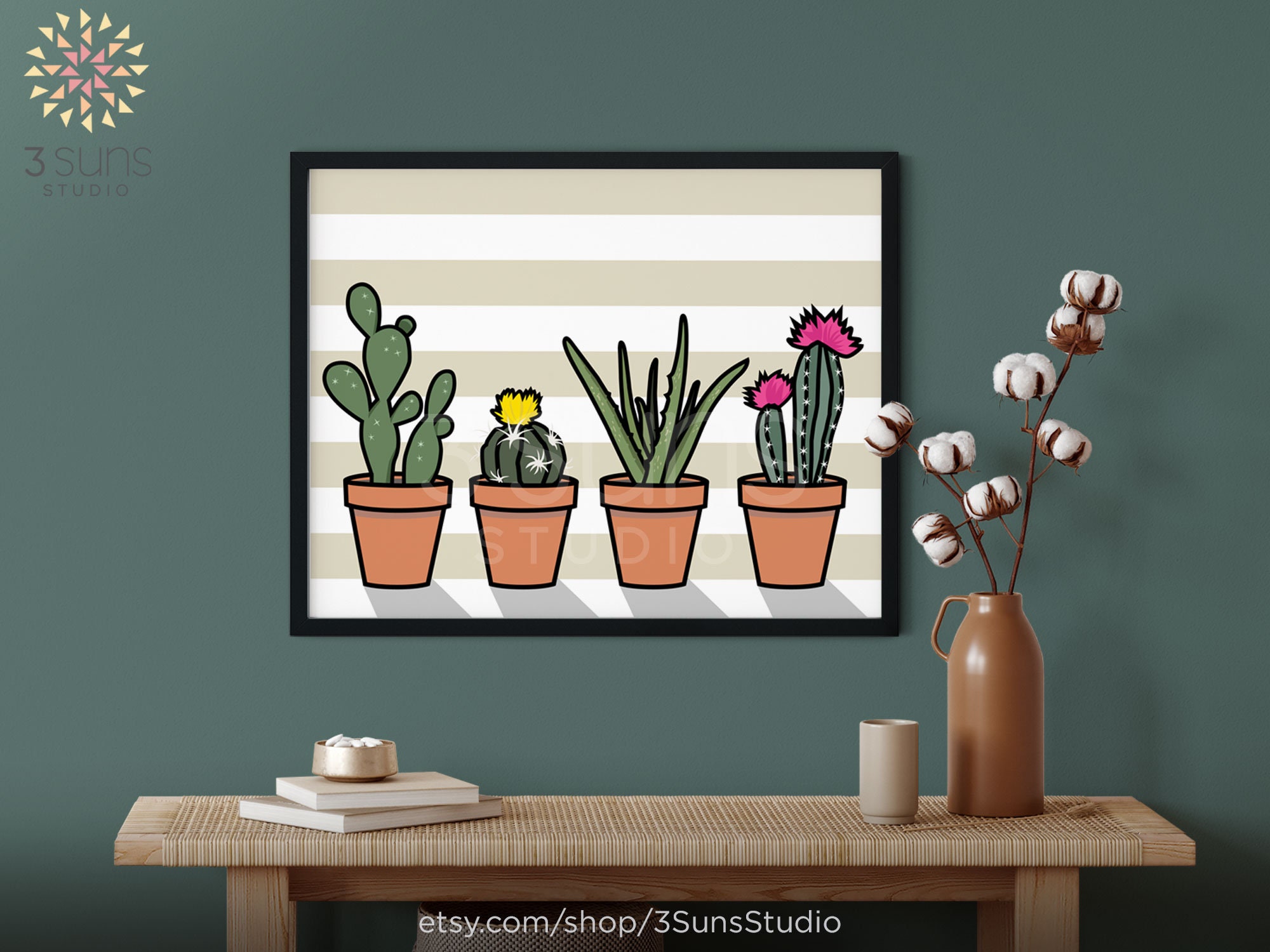 Modern Cactus Art Print | Succulent Wall Art | Cactus Nursery Theme ...