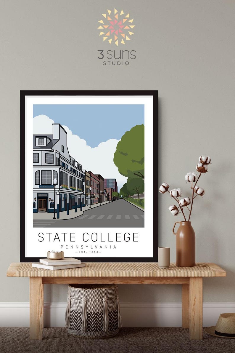 State College Art Print | Penn State Poster | Travel Wall Art | Penn ...