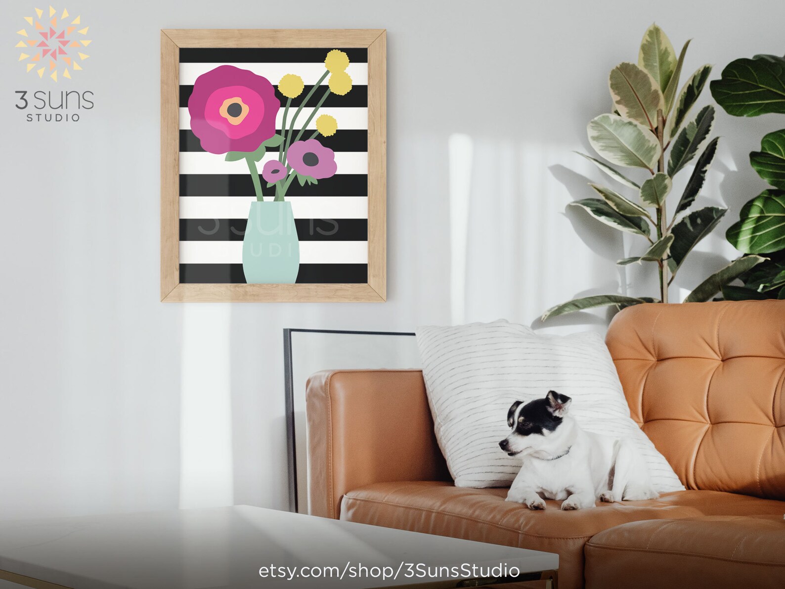 Modern Graphic Floral Art Modern Floral Bouquet Vase - Etsy