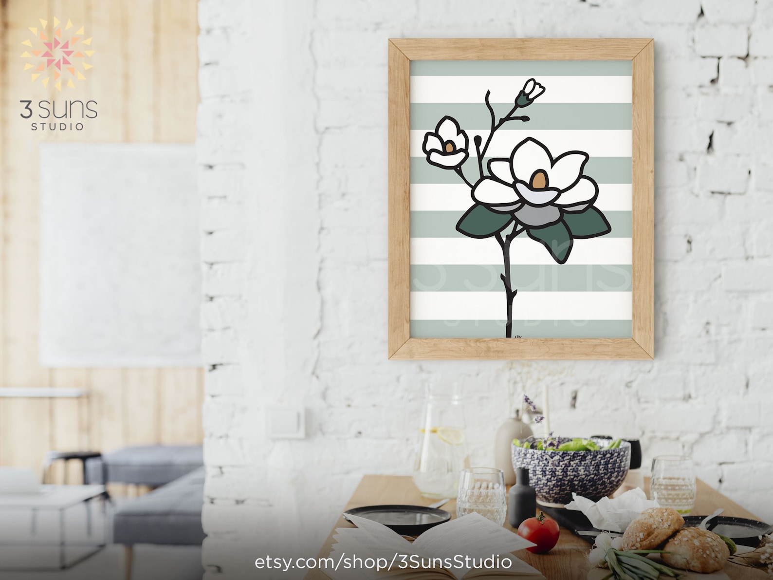 Modern Magnolia Art Print Magnolia Wall Art Floral Art - Etsy