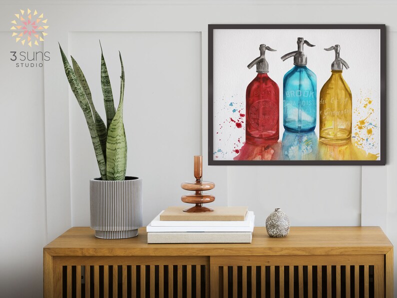 Vintage Seltzer Bottle Art Print Watercolor Vintage Soda | Etsy