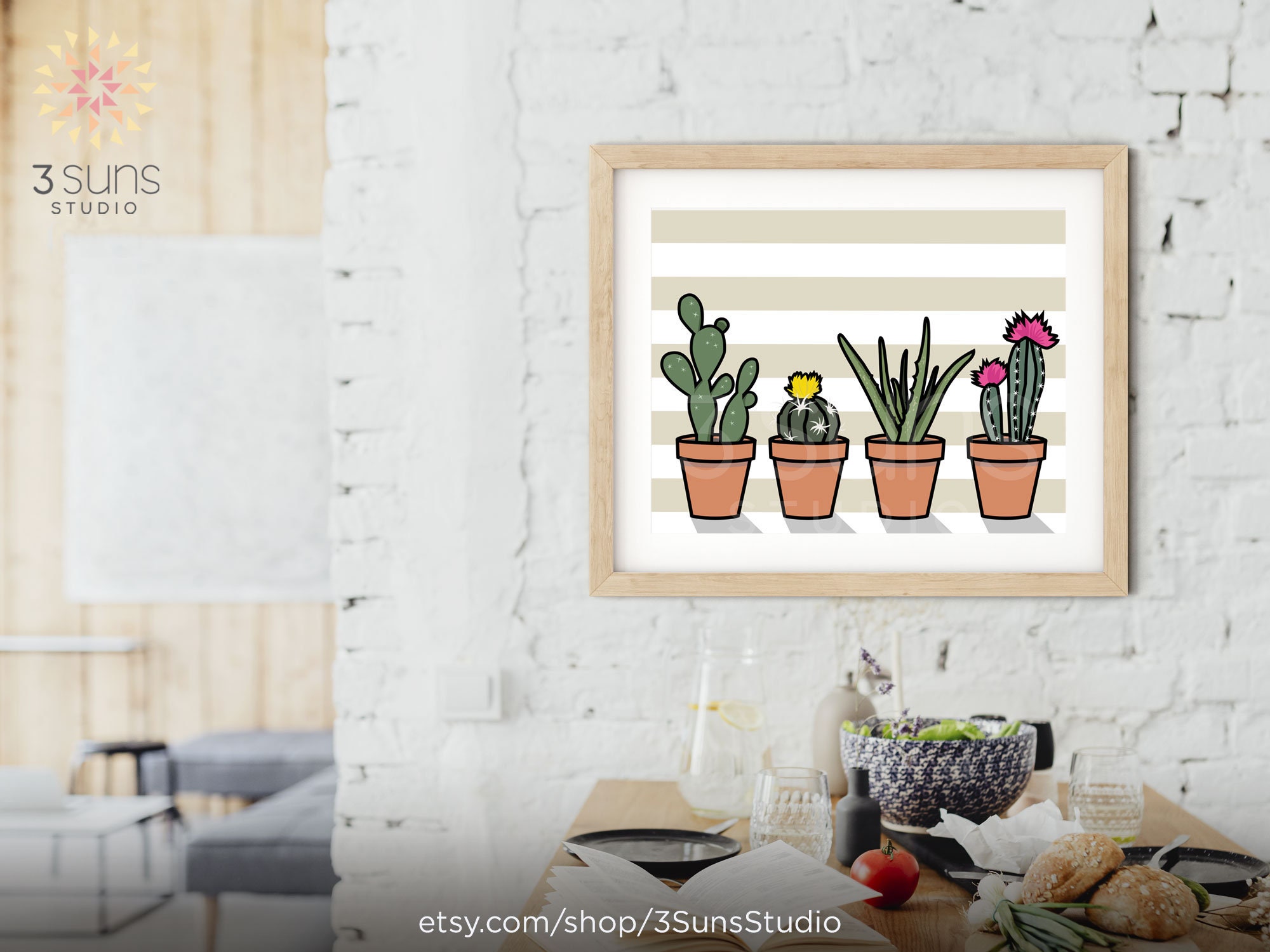 Modern Cactus Art Print Succulent Wall Art Cactus Nursery - Etsy