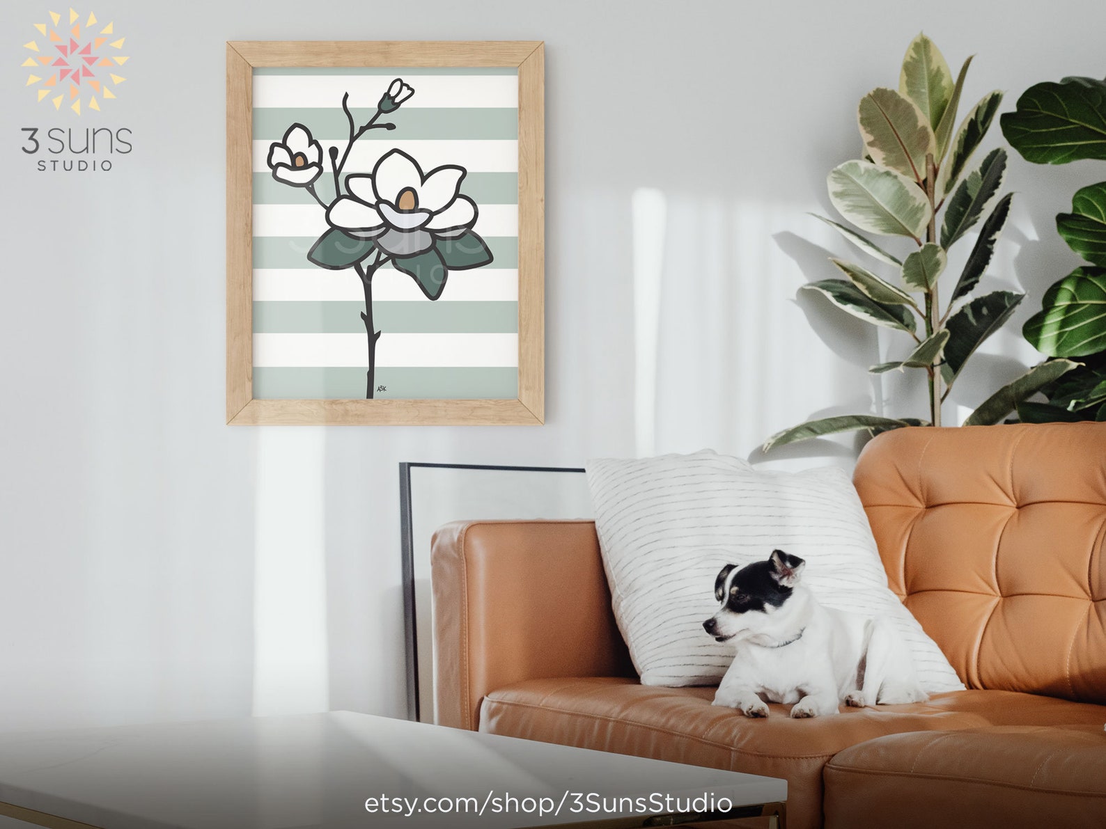 Modern Magnolia Art Print Magnolia Wall Art Floral Art - Etsy