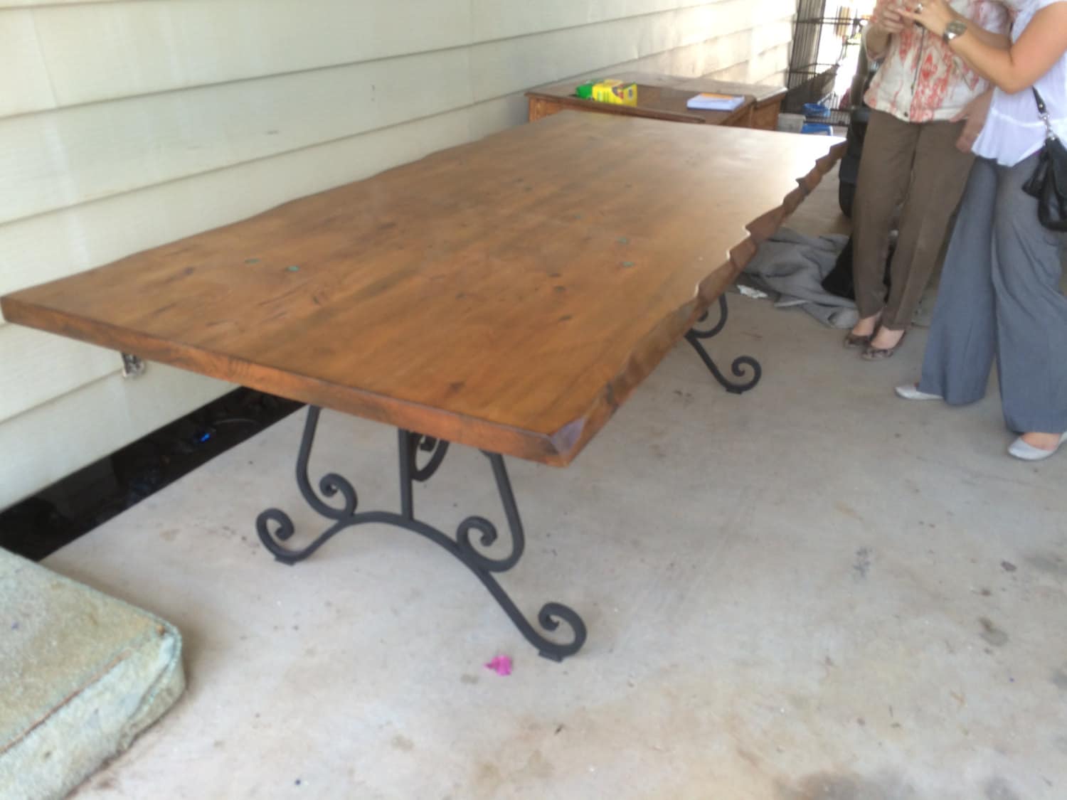 Live Edge Alder Dining Table Turquoise Inlays and Wrought Iron Base - Etsy
