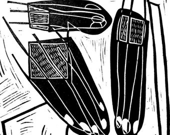 Feet in Shoes Lino Print Handmade Original Art Lino Cut - Etsy UK