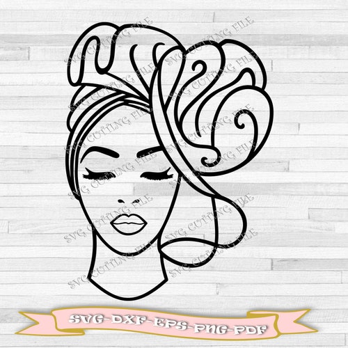 Black Woman With Turban in Her Hair Svg Black Girl Outline - Etsy