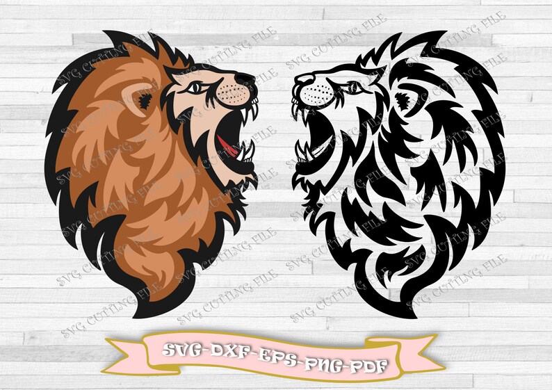 Cara de león svg, logotipo de cabeza de león de contorno, león feroz ...