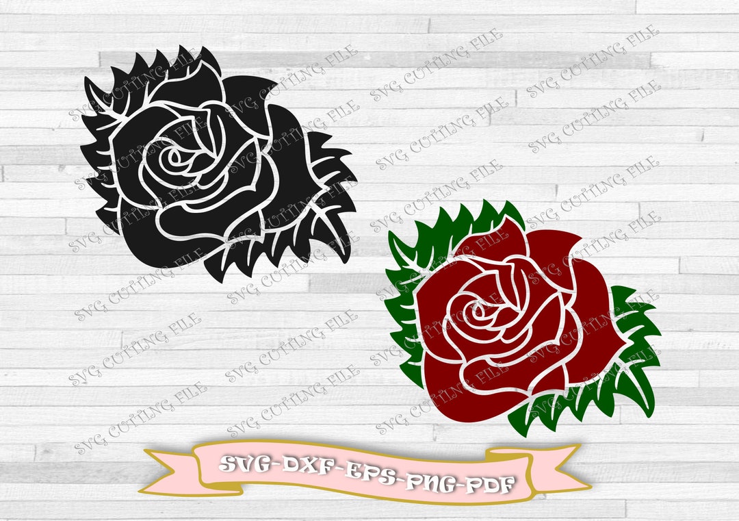 Rose Silhouette Svg Rose Queen of Flowers Svg Rose With Leaves Digital ...