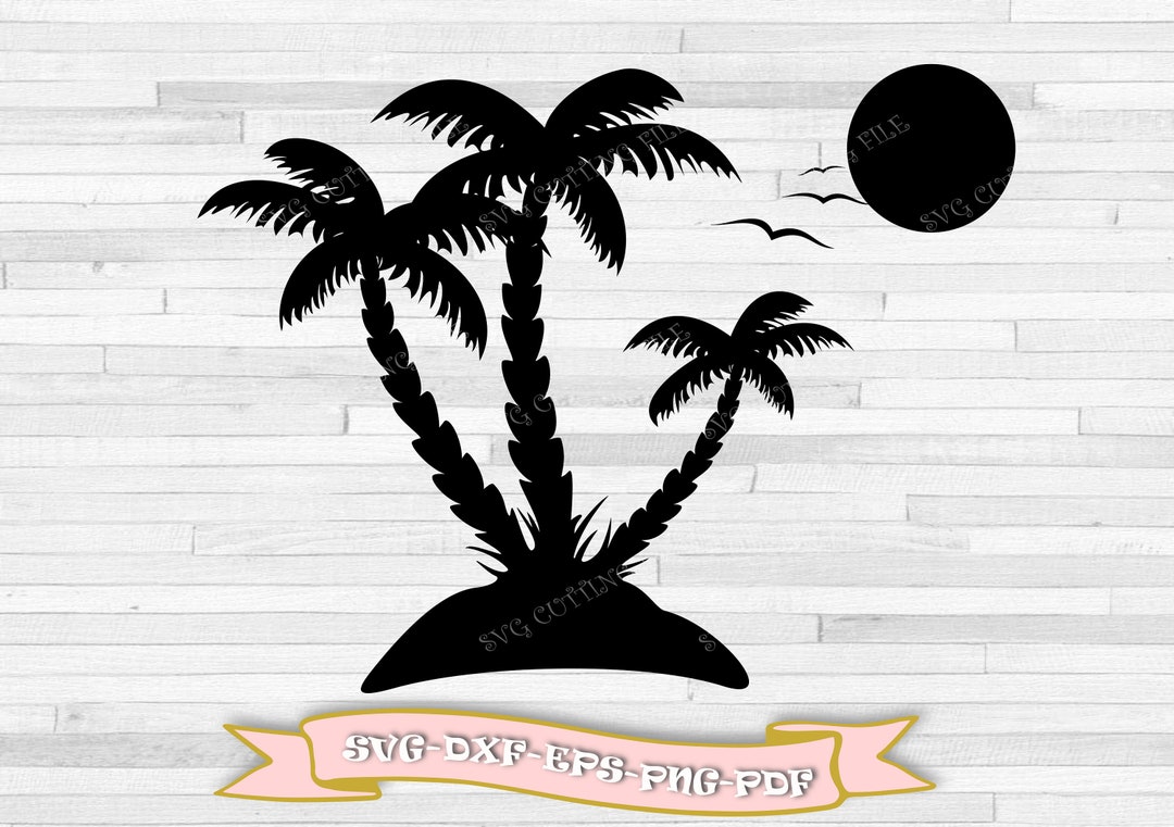 Sunset and Palm Trees Svg, Palm Trees Png, Tropical Svg, Vacation Svg ...