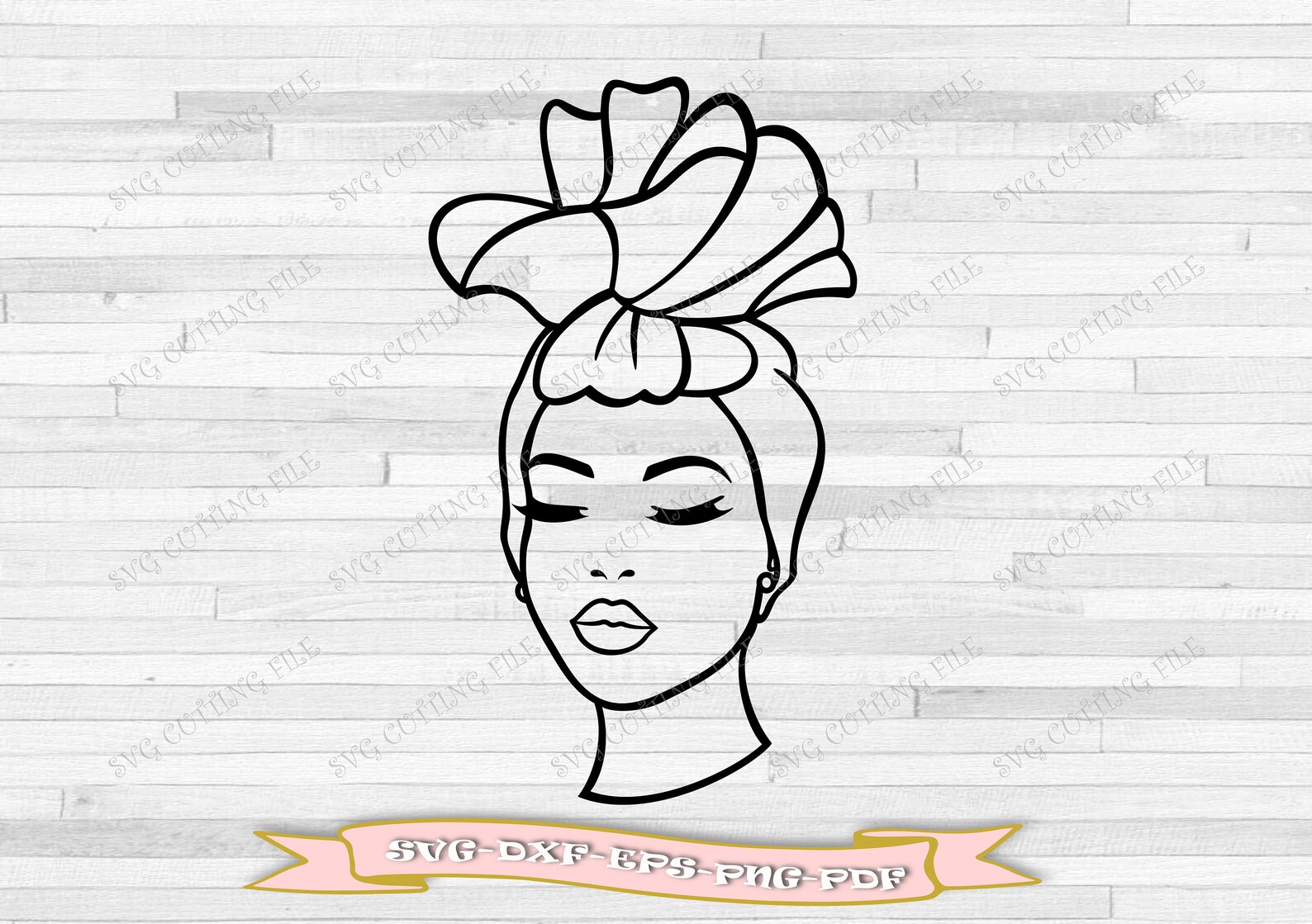 Black Woman Outline With Turban in Hair Svg Download in Svg - Etsy