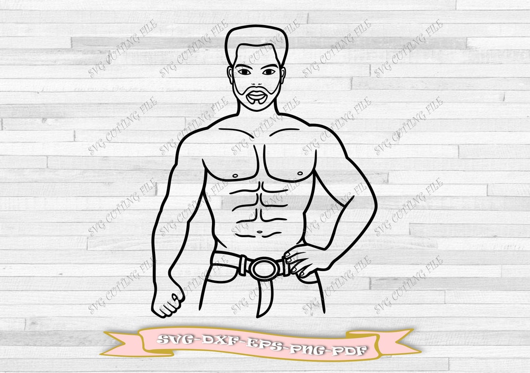 Beautiful Man Svg Model, Muscular Black Man, Outline Drawing, Svg, Dxf ...