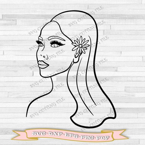 Woman Face Outline Svg - Etsy