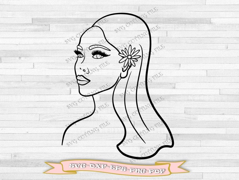 Black Woman Face Outline Svg, Girl Portrait Svg, Digital Download Svg ...