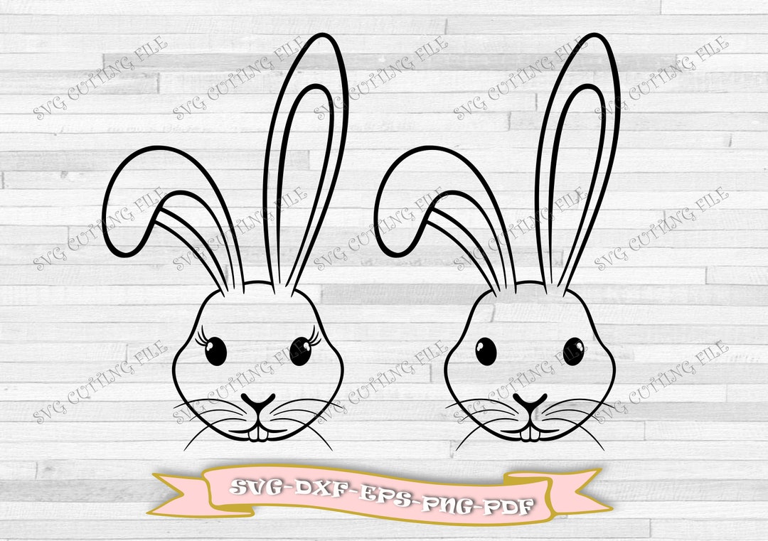 Bunny Outline Svg Bunny Face Svg Svg Format File Download - Etsy