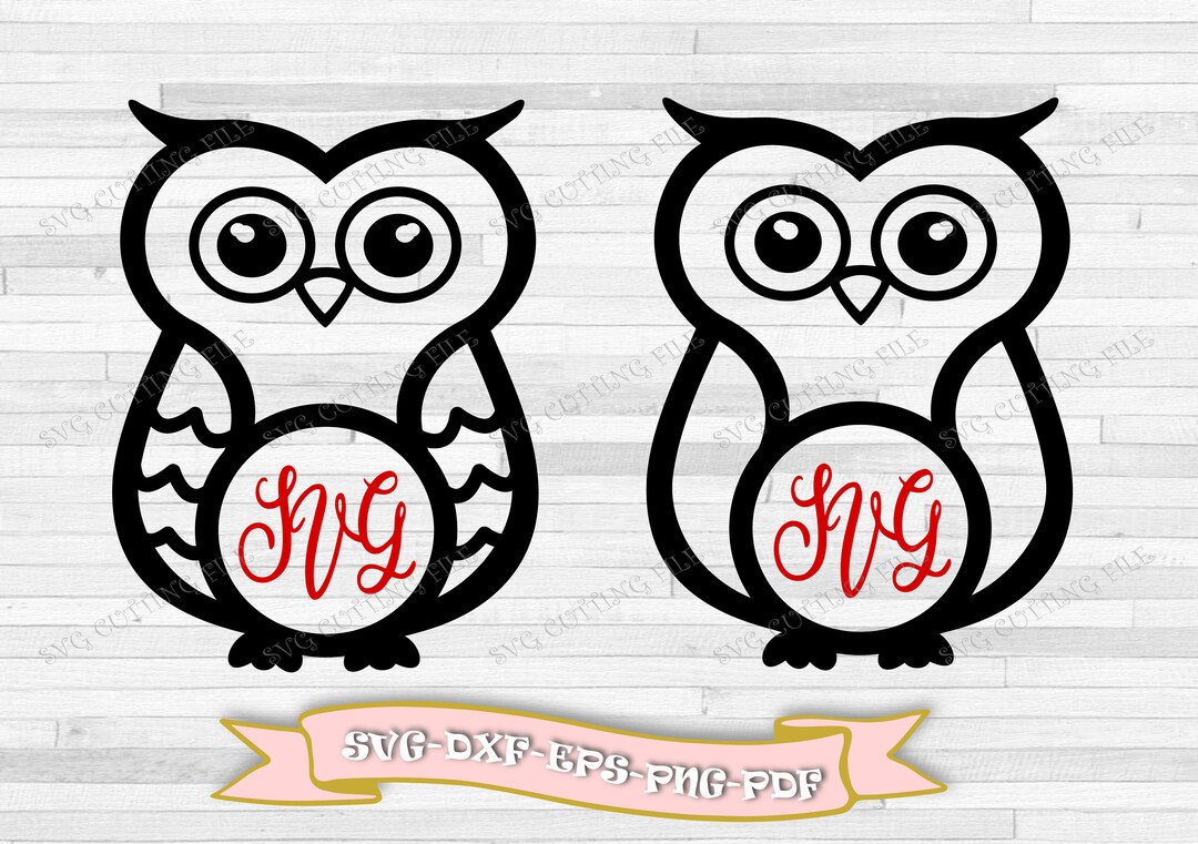 Owl Svg, Owl Outline Svg, Pretty Owl for Monogram, in Digital Format ...