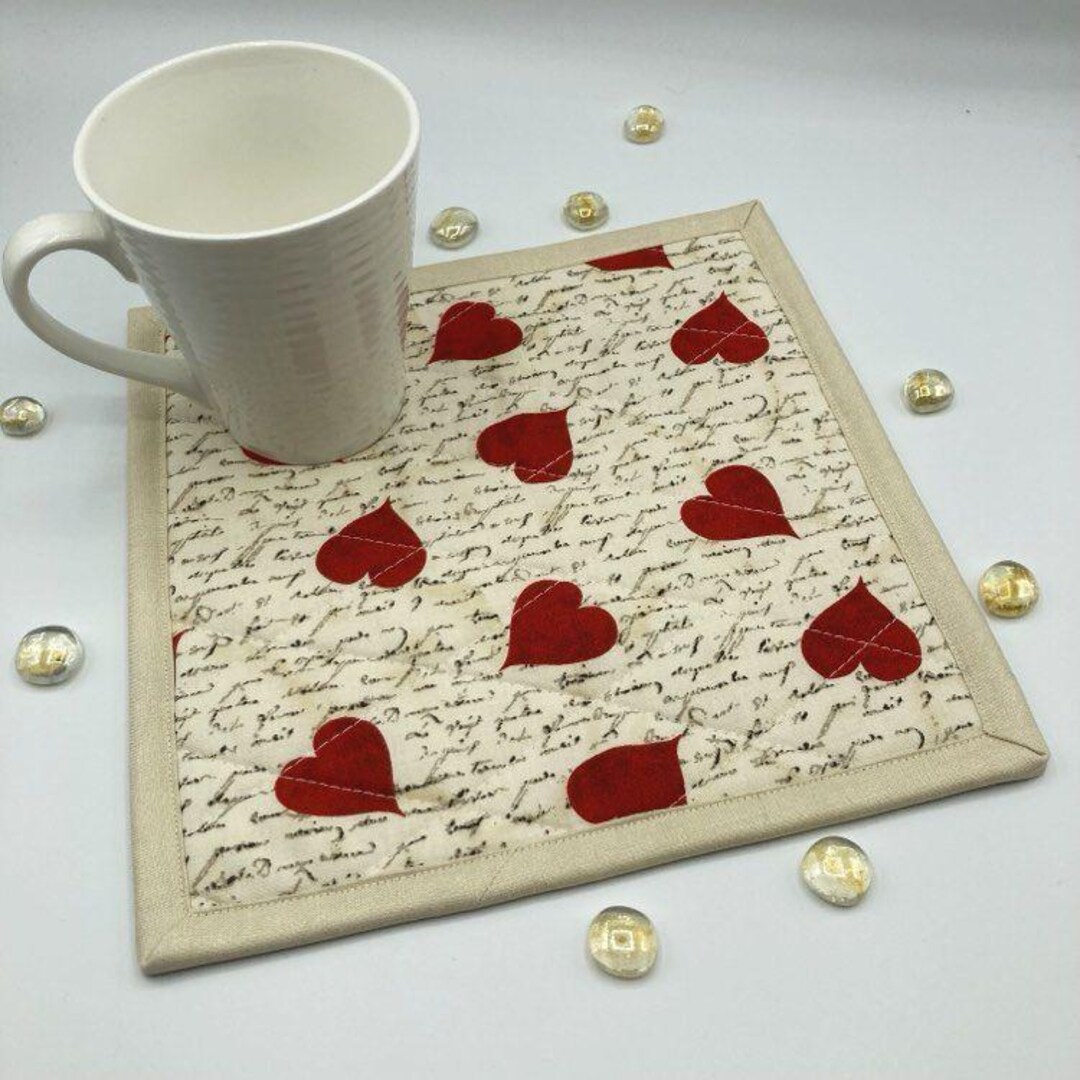 Sweet Square Valentine's Day Mug Rugs (set of 2) 9" X 9" Square ...